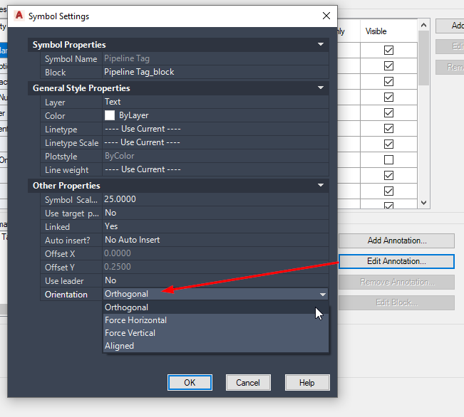 How to rotate a P&ID valve tag annotation in AutoCAD Plant 3D