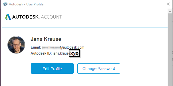 Additional characters added to the username in the Autodesk ID
