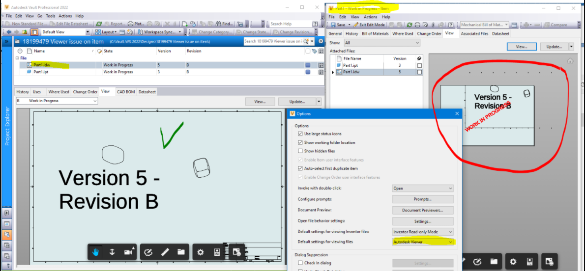 Vault Clientでオプション"Autodesk Viewer"を使用すると、アイテムビューが正しく表示されません