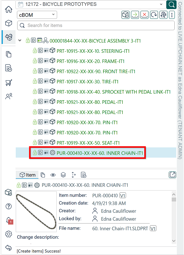 Help | How can I create specific item types in Upchain when registering an assembly? | Autodesk