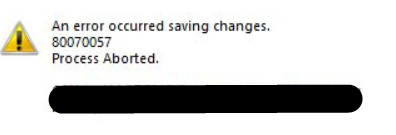 "An error occurred saving changes. 80070057 while saving changes" in Inventor Design Assistant 2022