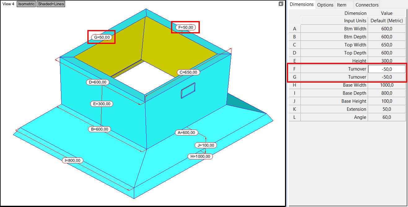 Flanges subtracted from the developments of pattern CID 153 when using ...