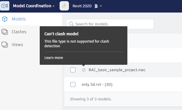 NWC files from a BIM 360 Model Coordination view are not visible in ...