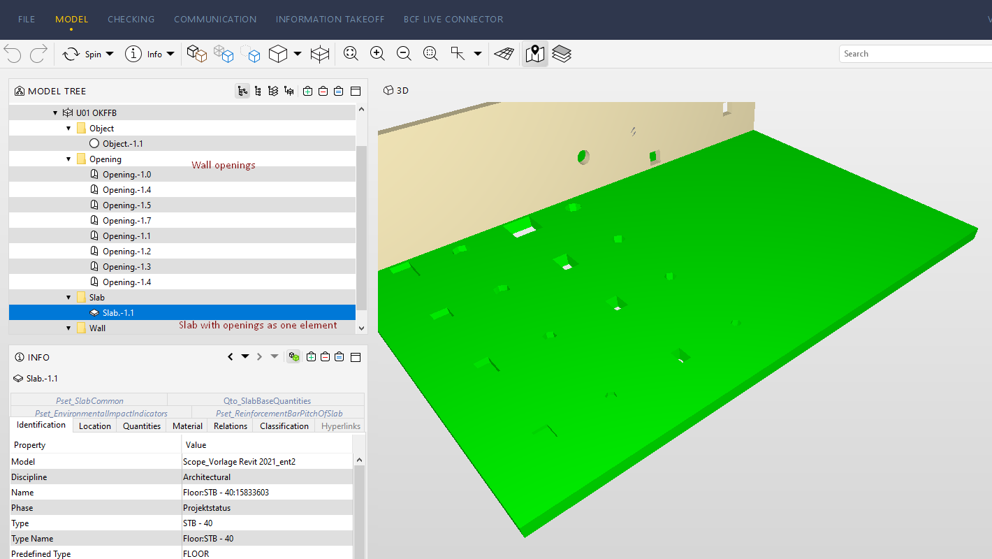 床スラブの開口部は、IFC4 と IFC2x3 での Revit からの書き出し方法が異なります