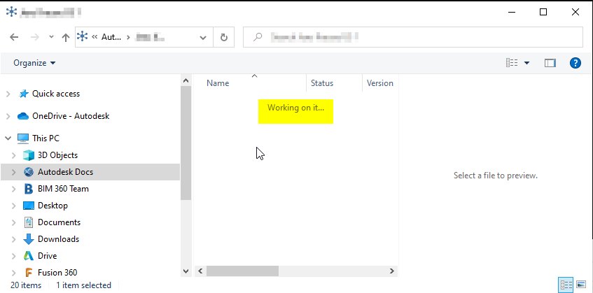 "Working on it" message and slow performance of Desktop Connector V15 ...