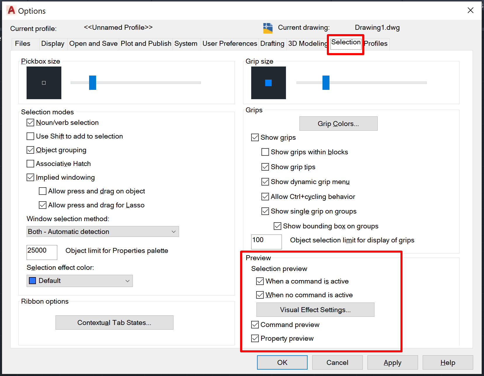 Highlighting Effect On Selected Objects Does Not Honor SELECTIONEFFECT 