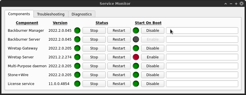 Flame Service Monitor に誤ったバージョンの Wiretap サーバーが表示される