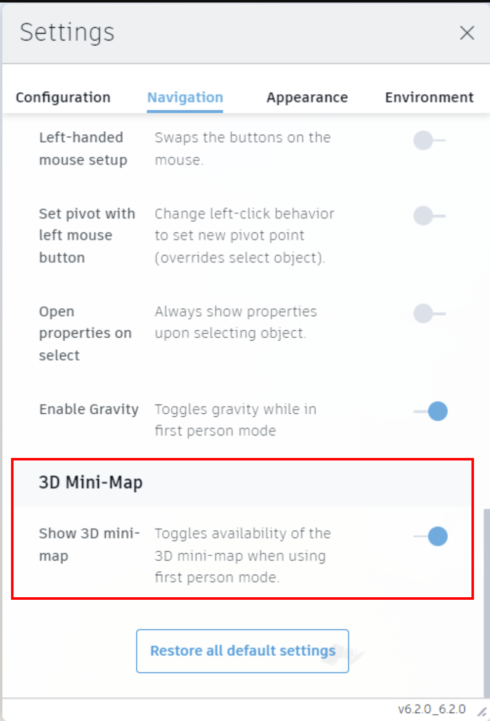 Opzione Mini-mappa 3D non disponibile nella vista 3D in per alcuni file ...