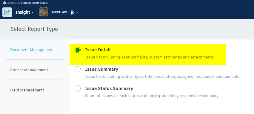 Issue summary PDF report doesn't contain photos when exported from ACC/BIM 360 Issues or Insight