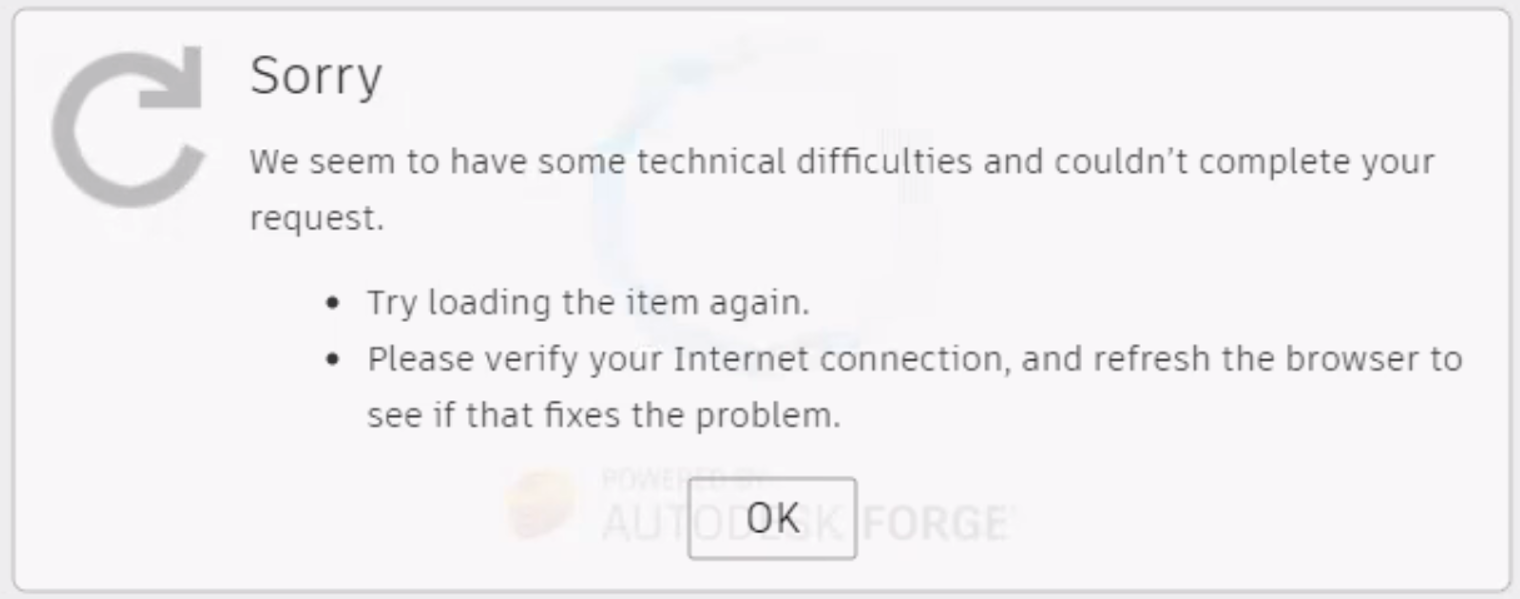 "Sorry We seem to have some technical difficulties..." message appears ...