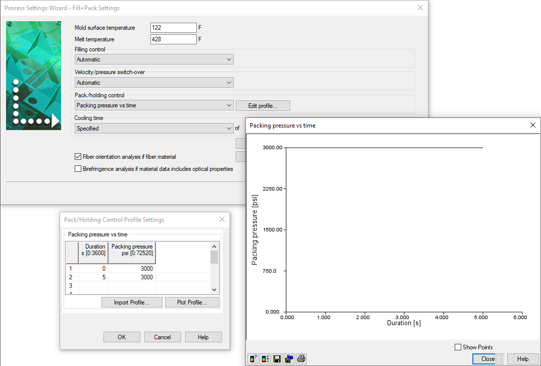Packing pressure not kept constant in Moldflow
