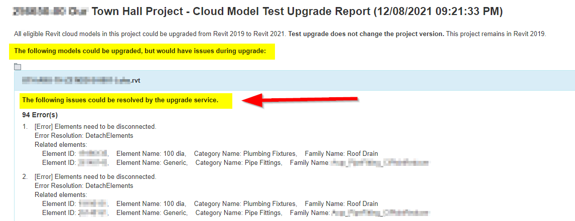 The Following Models Could Be Upgraded But Would Have Issues During Upgrade After Revit Cloud