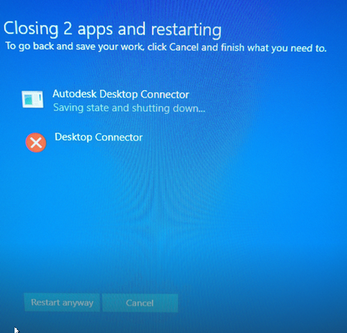 Desktop Connector preventing clean shutdown or restart of Windows