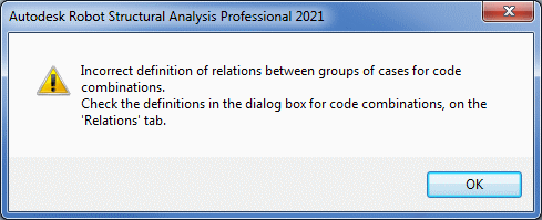 "Incorrect definition of relation between group of cases for code combinations" during the ...