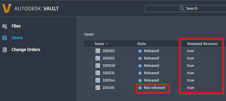 Vault Thin Client shows non-released state files and items when 'Only Released' filter is set