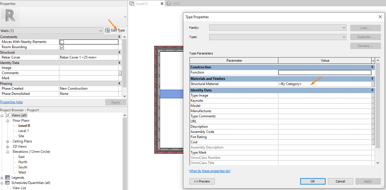Hatch pattern invisible for wall made as in-Place model in Revit