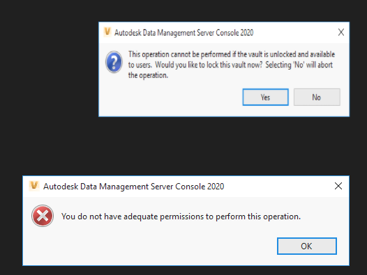 "You do not have adequate permissions to perform this operation ...