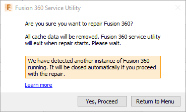 Overview of Repair Fusion Command from Fusion Service Utility