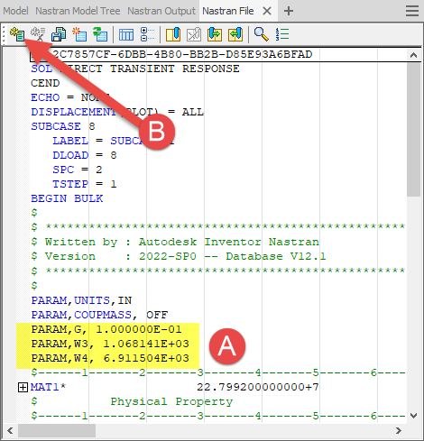 Nastran解析で不正な減衰値を使用できます