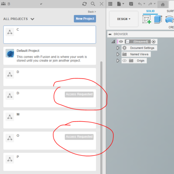 After transferring ownership of a hub some of projects are marked with Access Requested in ...