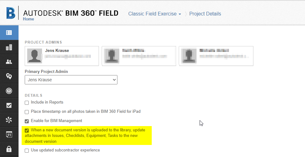 Wrong version of linked documents in Equipment, Issues or Checklists of BIM 360 Field (classic)