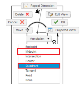 How to dimension slot from the outermost points of arcs in Fusion 360