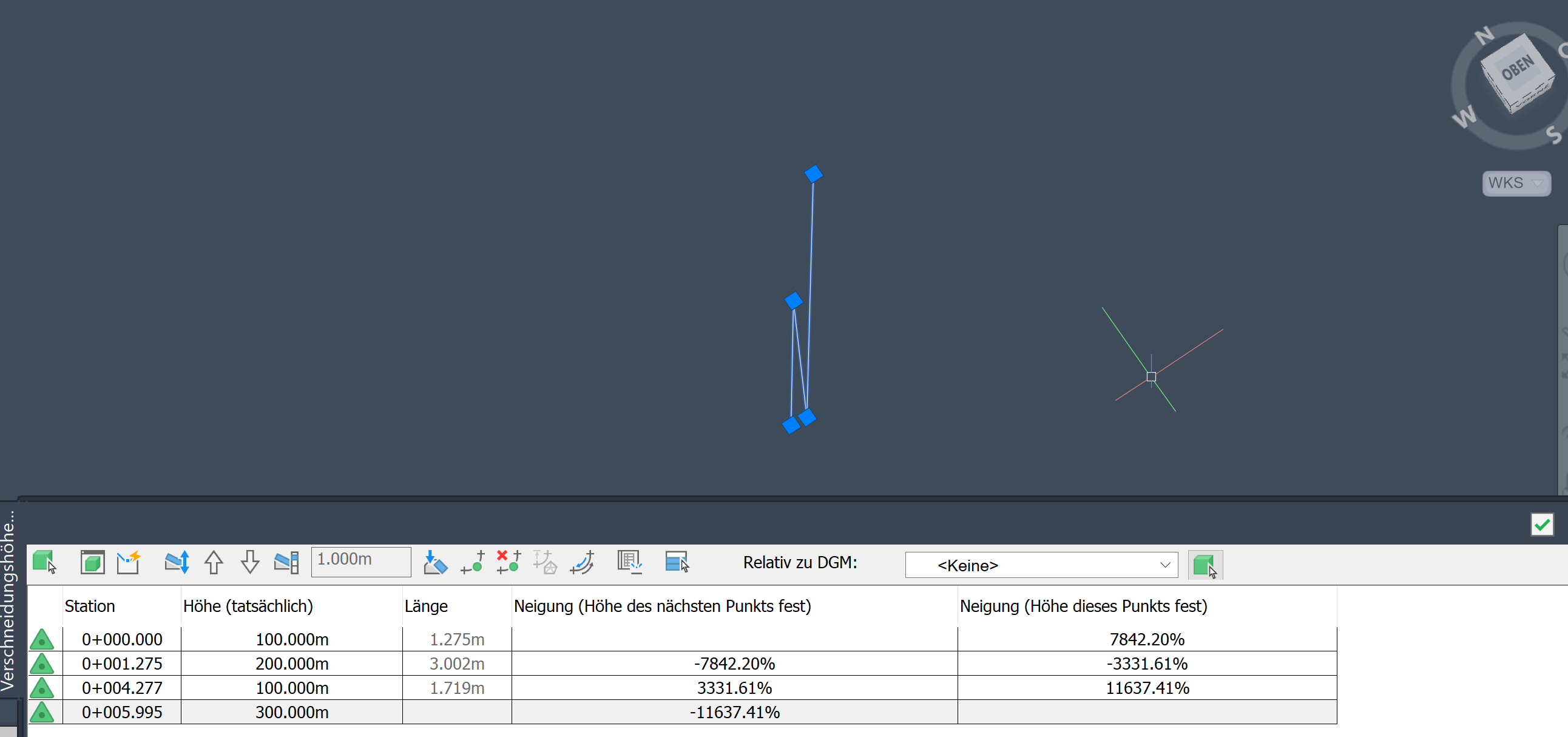 Green triangles for selected feature lines aren't shown with the elevation editor in Civil 3D