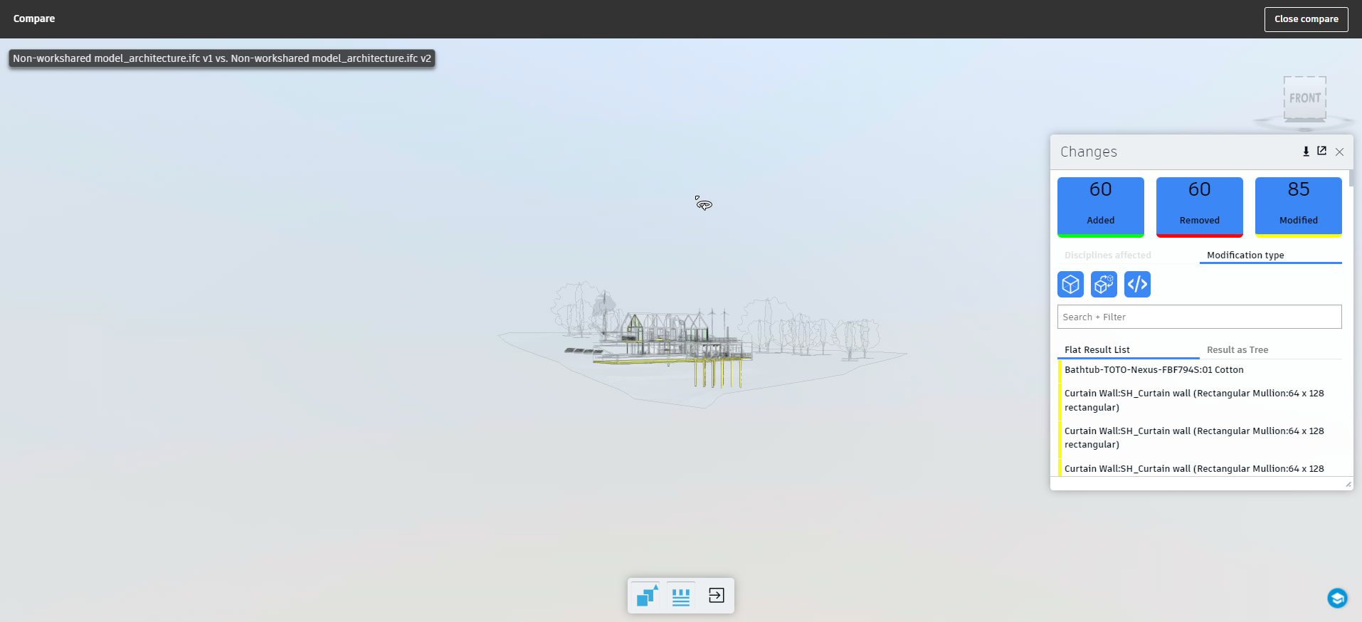 在 BIM 360 中，IFC 文件的模型比较未按预期工作