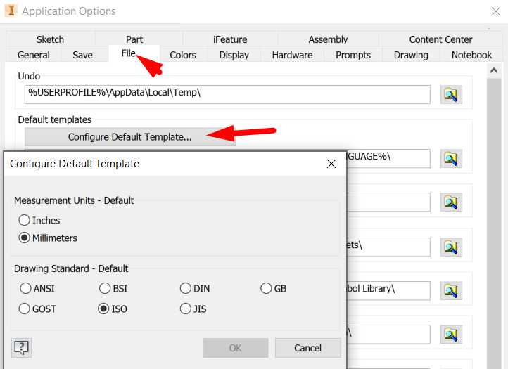 Standard Inventor templates use centimeter instead of millimeters unit