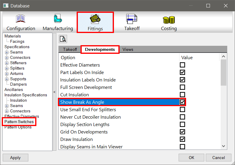 How to change the Break Folding units on Labels in CAMduct