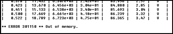 "ERROR 301150 Out of memory" is displayed in the analysis log when running an analysis in Moldflow
