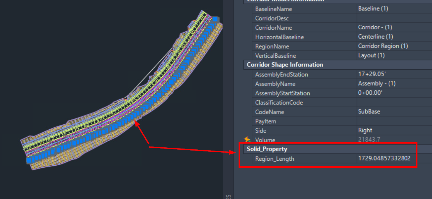 How to extract the corridor region length as a property within a ...