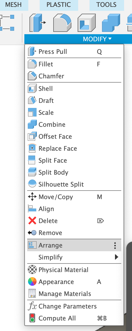 Can’t find Arrange in Manufacturing Model workspace in Fusion 360