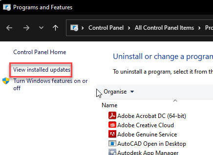 Uninstalling Autodesk Desktop Application Updates