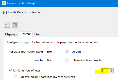 Vault Revision Table get on second sheet more rows as in first sheet and ignore 'limit number of ...
