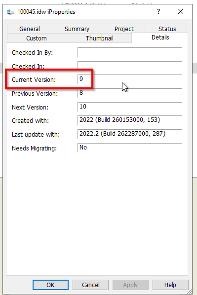 Does the version of an Inventor files in Vault correspond to the version listed in the Inventor ...