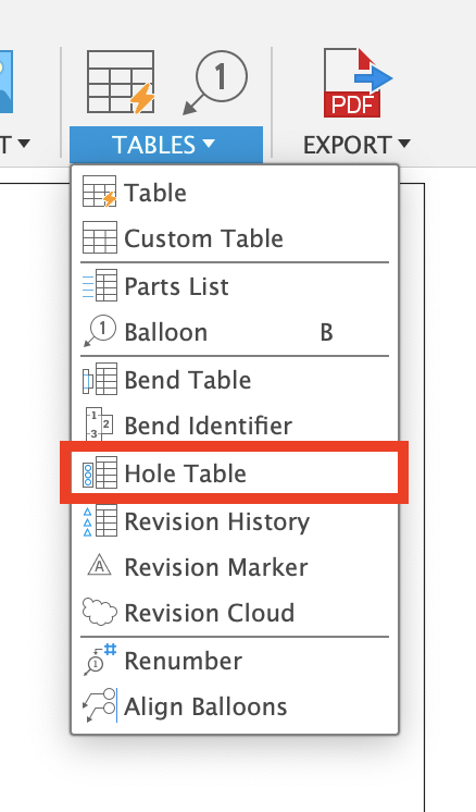 How to create a hole table in a Fusion Drawing