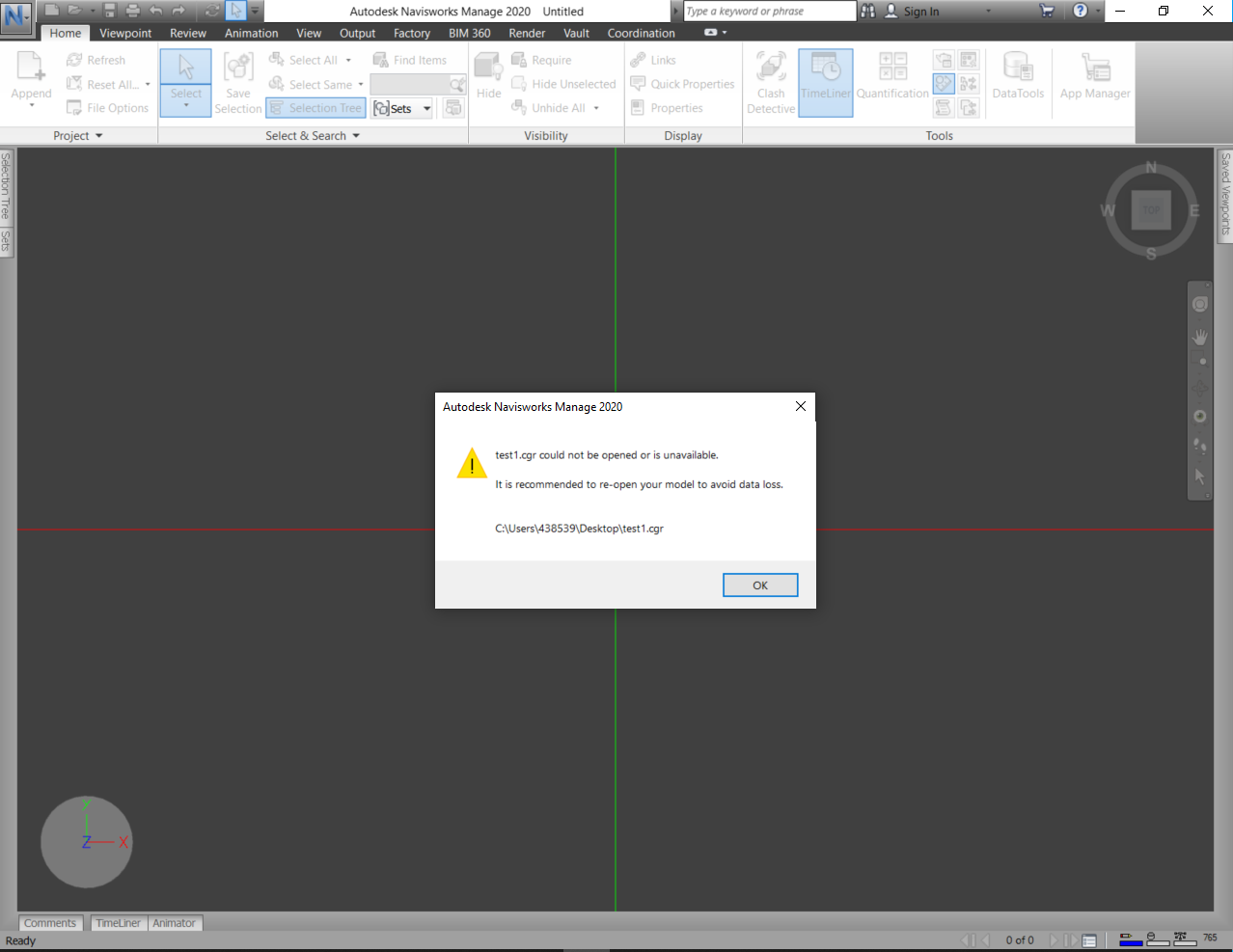 Navisworks fails to append cgr file