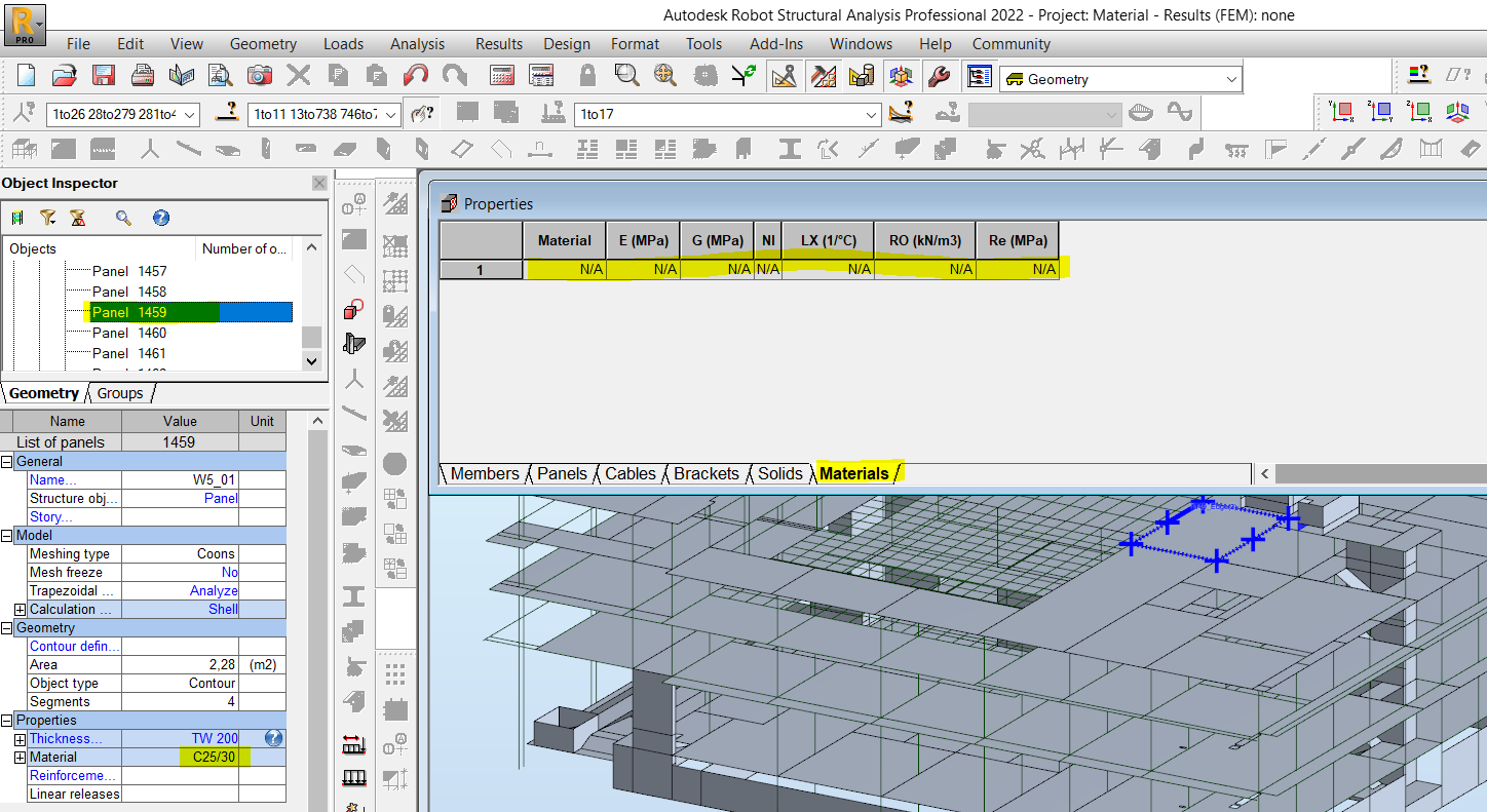 Incorrectly presented materials in Propetry table for model in Robot ...
