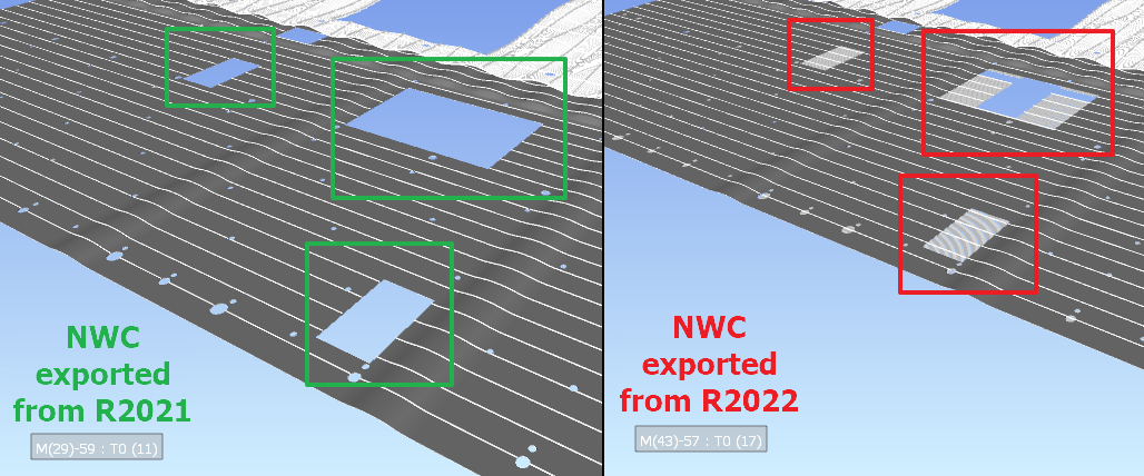 Incorrect cutouts in the ceiling when opening NWC exported from Revit 2022