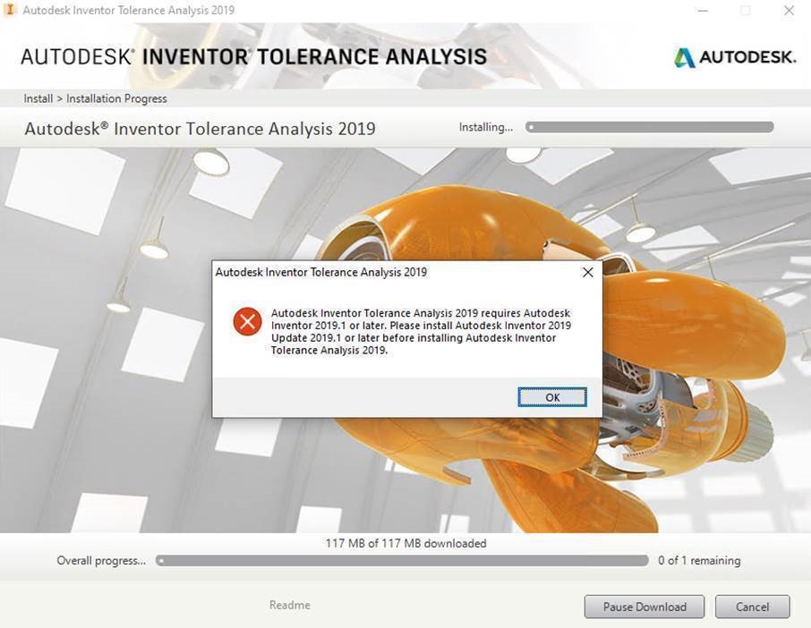 无法在 Inventor Tolerance Analysis （ITA） 2019.6 上安装 Inventor Tolerance Analysis （ITA） 2019 或 2020