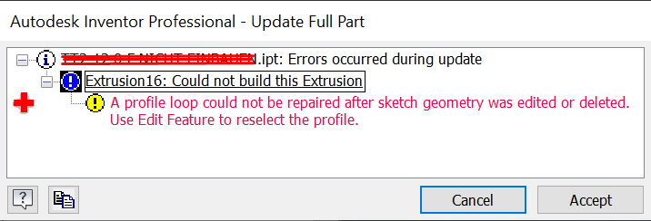 "A profile loop could not be repaired after sketch geometry was edited ...