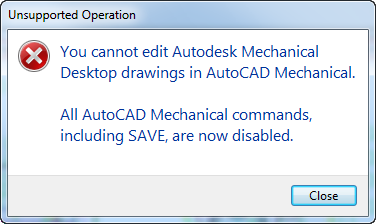 An Unsupported Operation error is received when opening a part (IPT) in Inventor