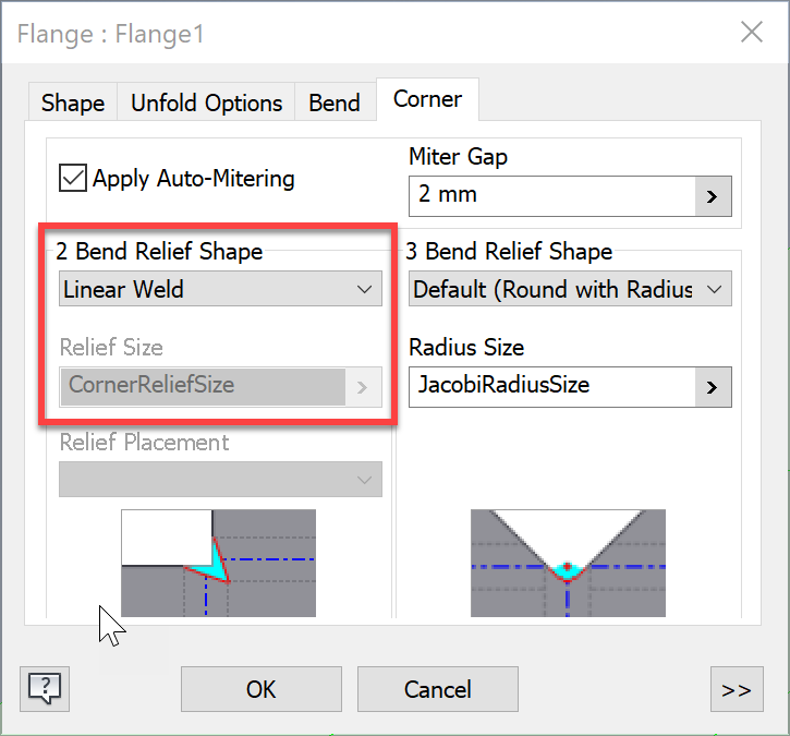 Can the Relief Size be changed for a Linear Weld relief in an Inventor ...