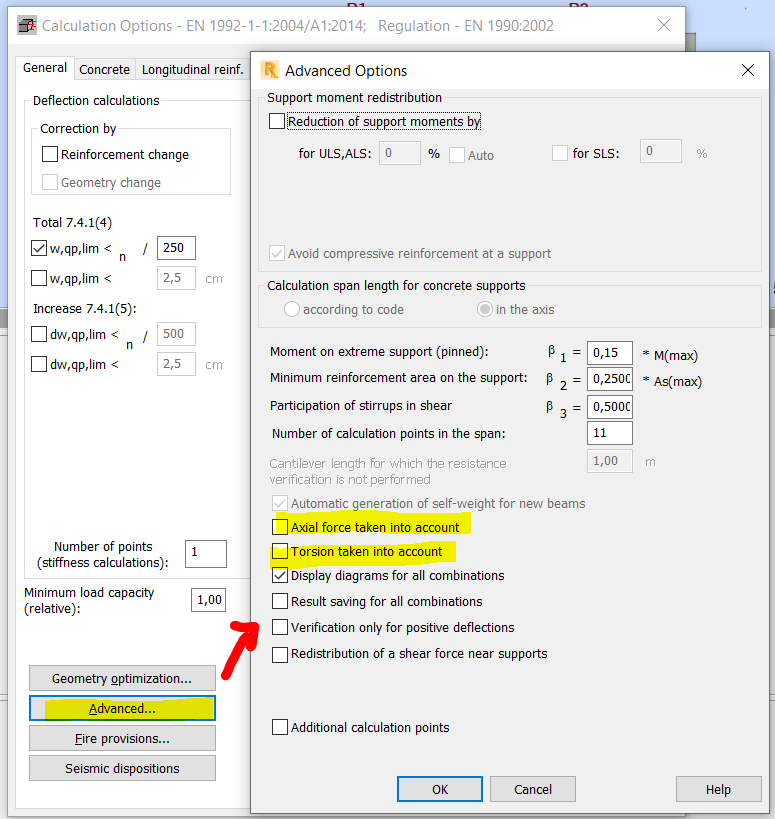 Différentes valeurs de la section d'acier théorique lors de la ...