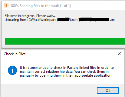 "É recomendável fazer check-in de arquivos vinculados do Factory para ...