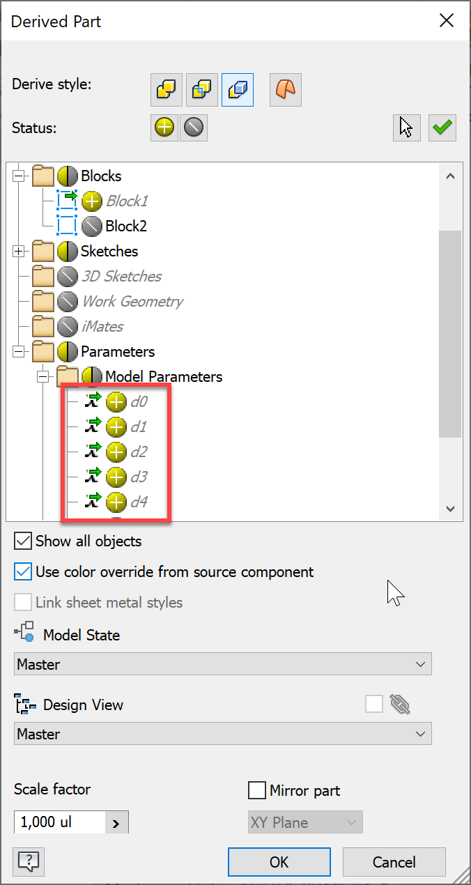 Changing a sketched block does not lead to an update in a derived Inventor part