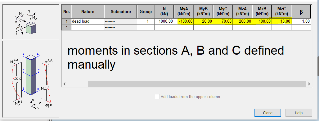 Is it necessary to define forcess for all (three) RC column intersection points in provided ...