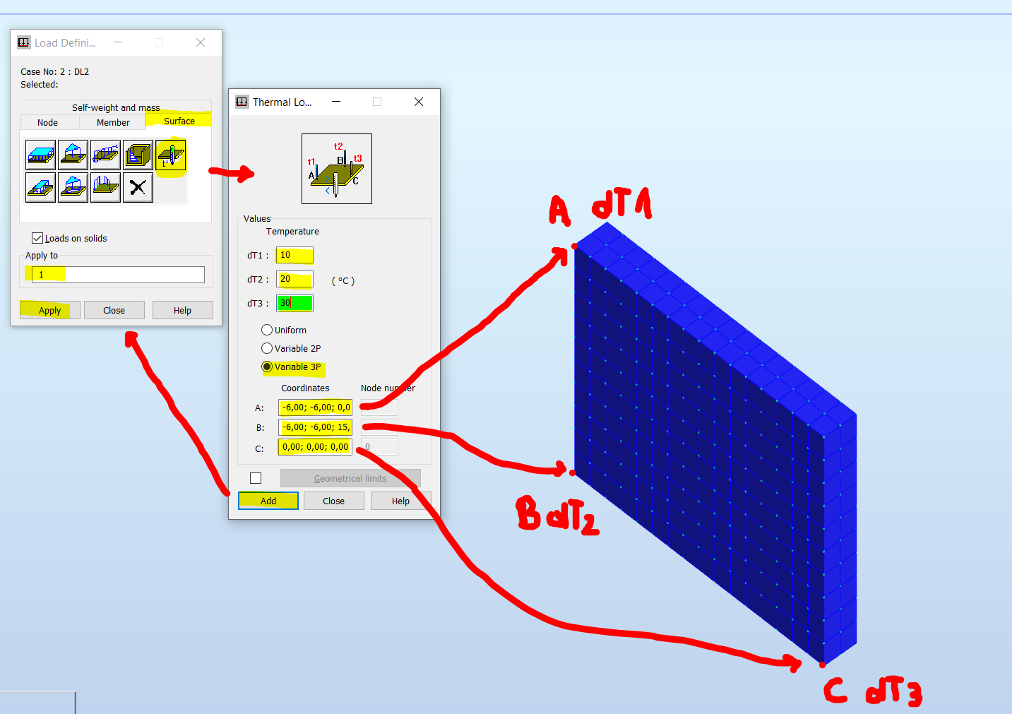 如何在 Robot Structural Analysis 中为实体模型定义温度载荷