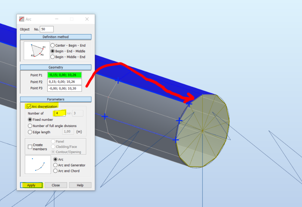 How to refine mesh for pipe generated by arc or circle extrusion along ...